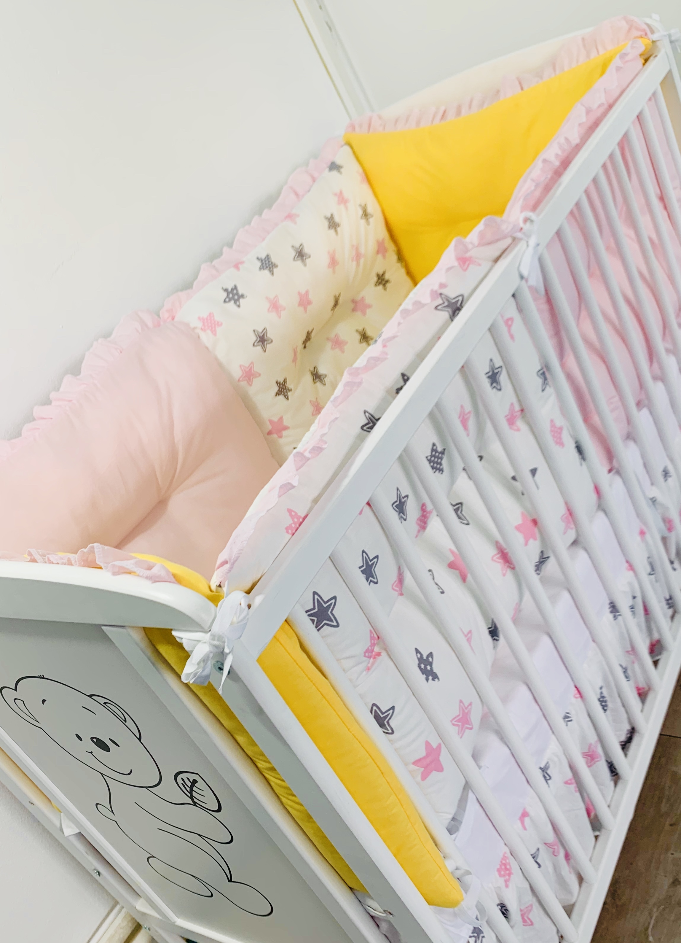 Aparatori pat protectii laterale pat lemn bebelusi tip bumper - Cusute ...