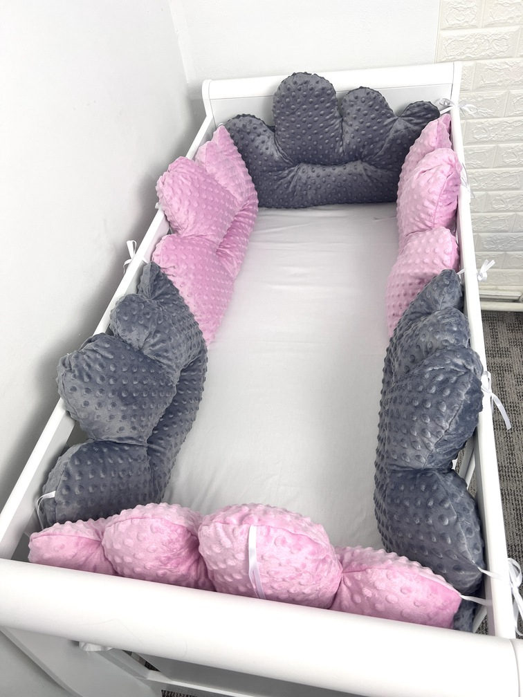 Set de 6 perne norișori apărători pat bebe 120x60 cm Deseda din plush ...